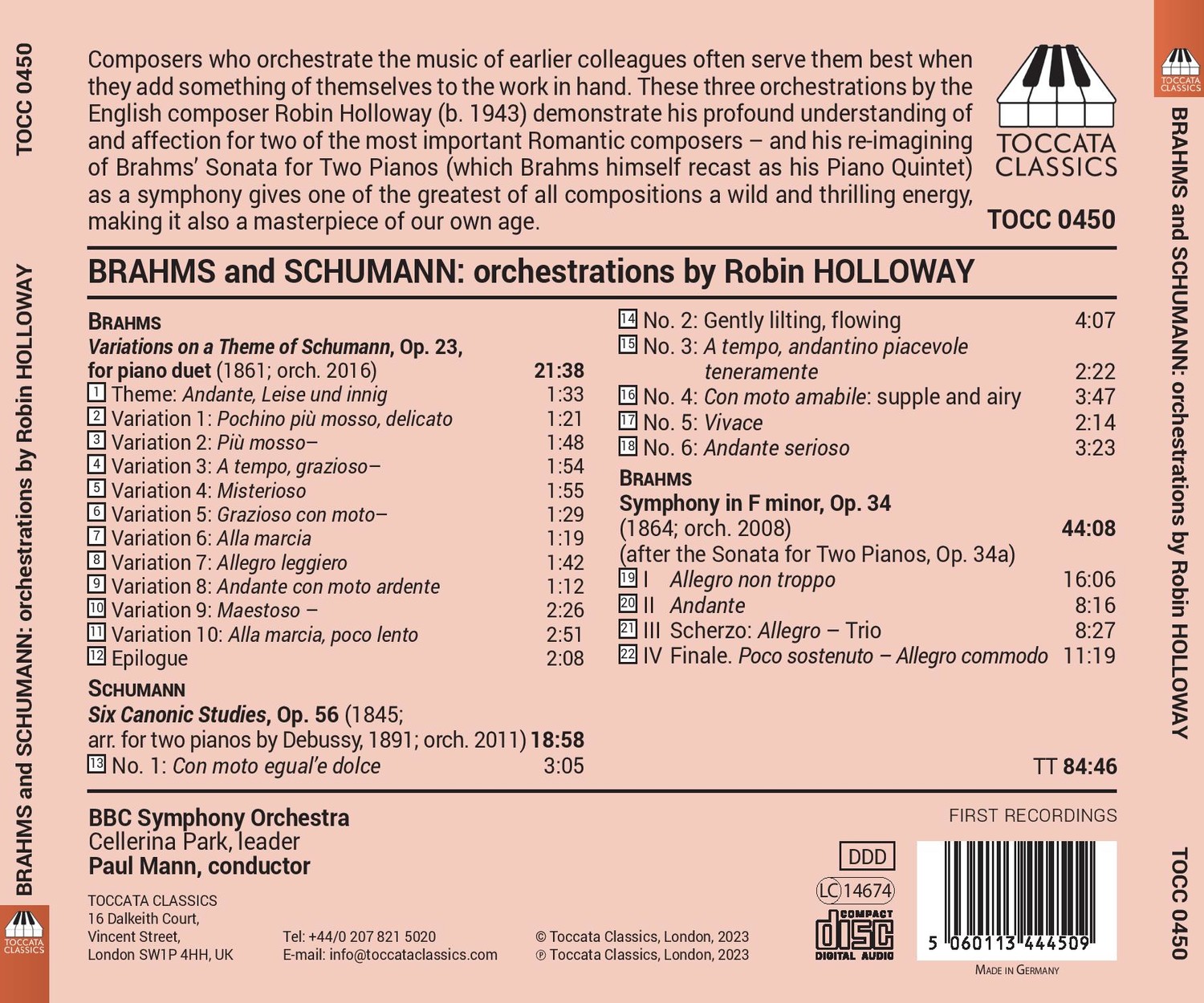 eClassical - Brahms by Arrangement, Vol. Two: Orchestrations by Robin Holloway